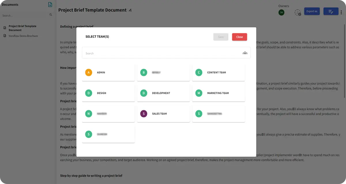 Share with Team/Individual- Features - Yoroflow™