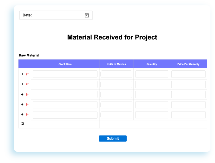 Construction Inventory Form | Yoroforms - Yoroflow™