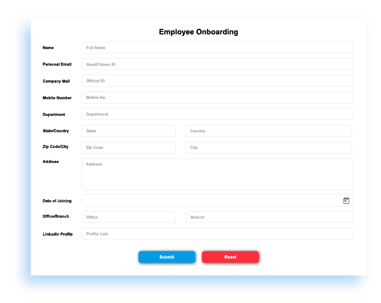 AI-Powered Employee Details Form Templates | Yoroforms - Yoroflow™