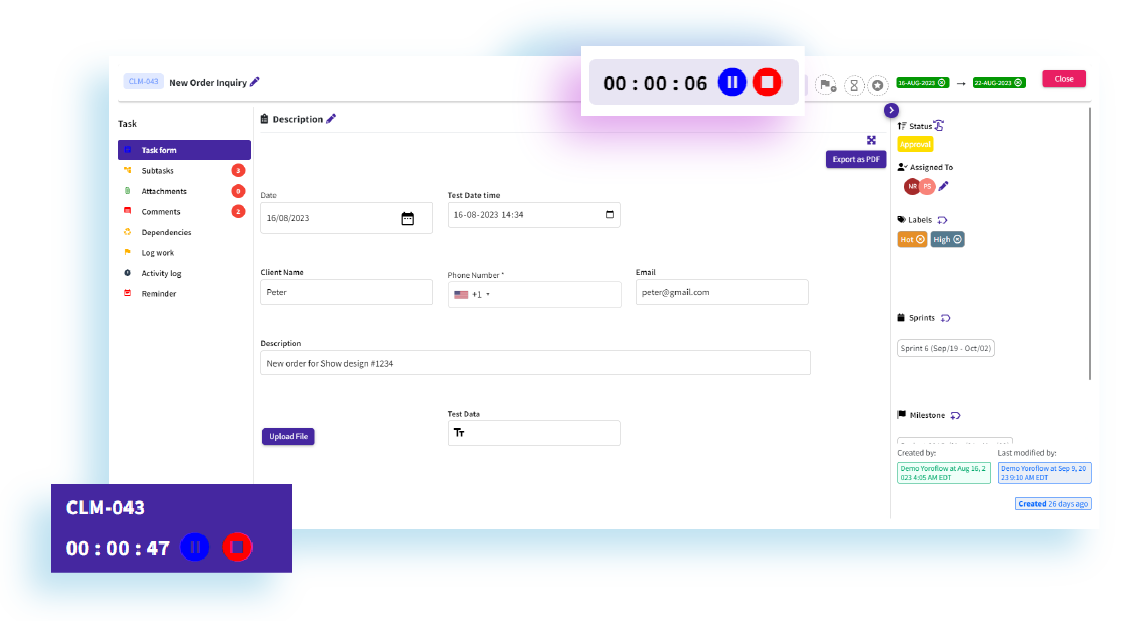 Employee Project Timesheet Form | Yorofoms - Yoroflow™