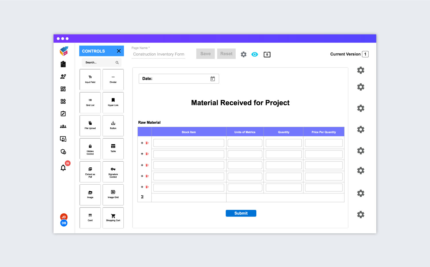 Construction Project Management Form | Yoroforms - Yoroflow™