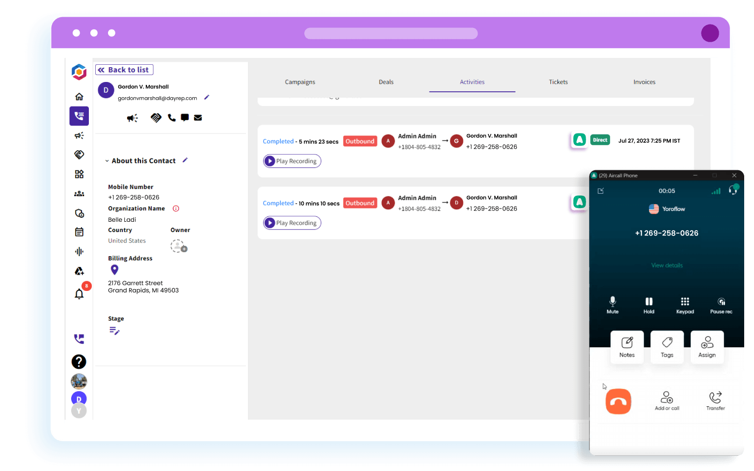 Activity Management - Features - YoroCRM
