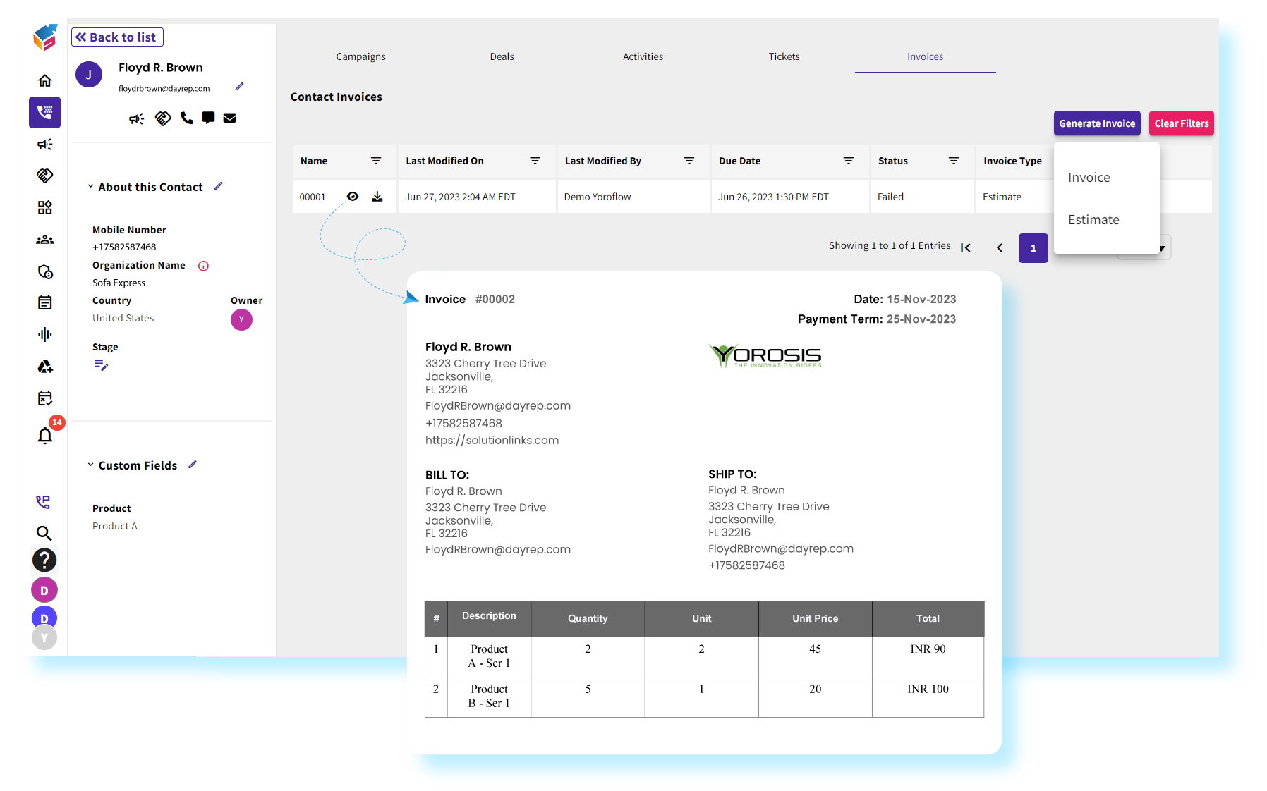 AI-Powered Invoice Management - Features - YoroCRM
