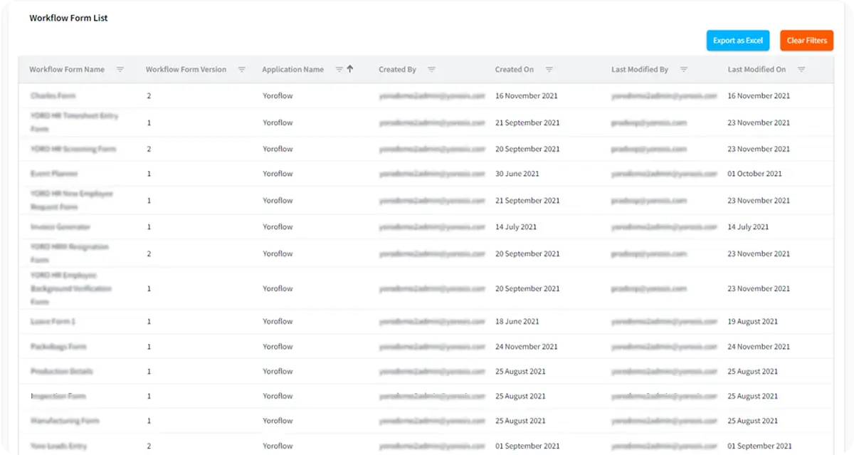 Excel View - Features - Yoroflow™